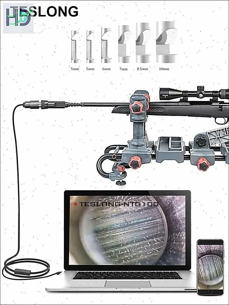 TESLONG NTG100 Бороскоп для осмотра ствола+5MM, 6MM, 7MM, 8.5MM, 10MM Аксессуары для зеркал