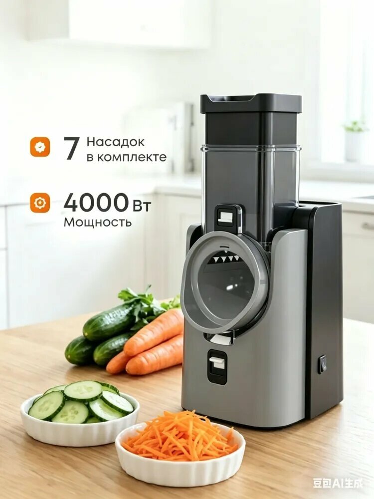 Овощерезка кубиками электрическая с насадками, терка для овощей электрическая, мультирезка 4000Вт