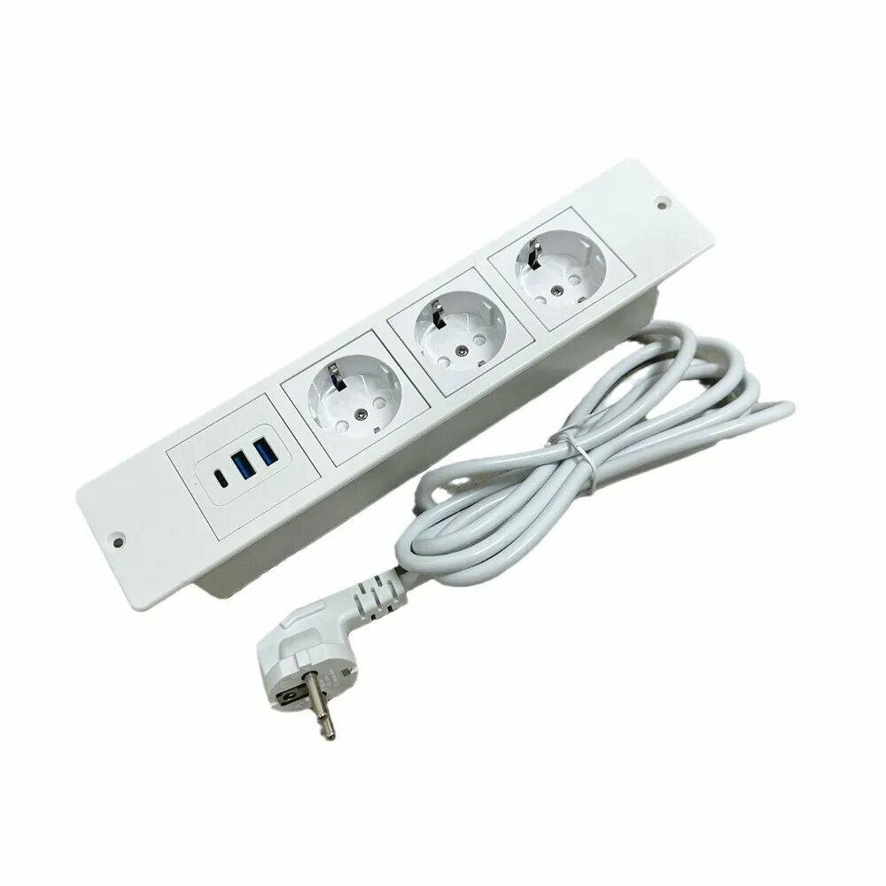 HITRENDS Умная розетка с USB и PD Type-C, 3 евроразъема + 2 USB, провод 2 метра быстрая зарядка для дома и офиса