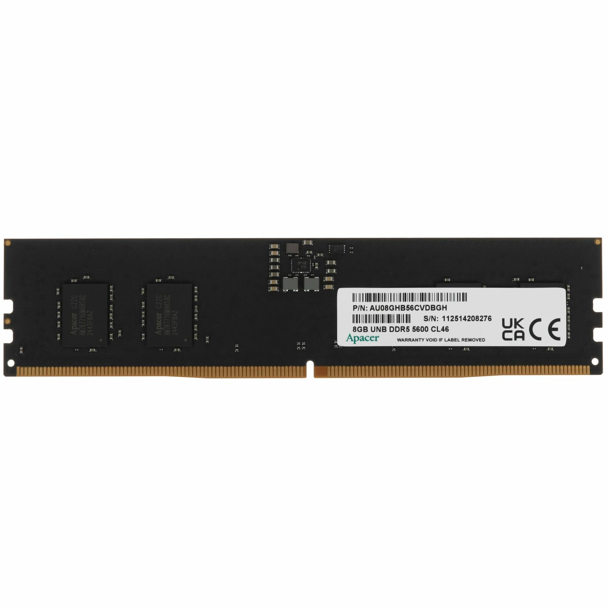 Оперативная память UDIMM Apacer FL.08G2C. RKH (FL.08G2C. RKH) 8 ГБ - DDR5, 8 ГБ х 1 шт, 5600 МГц, PC44800