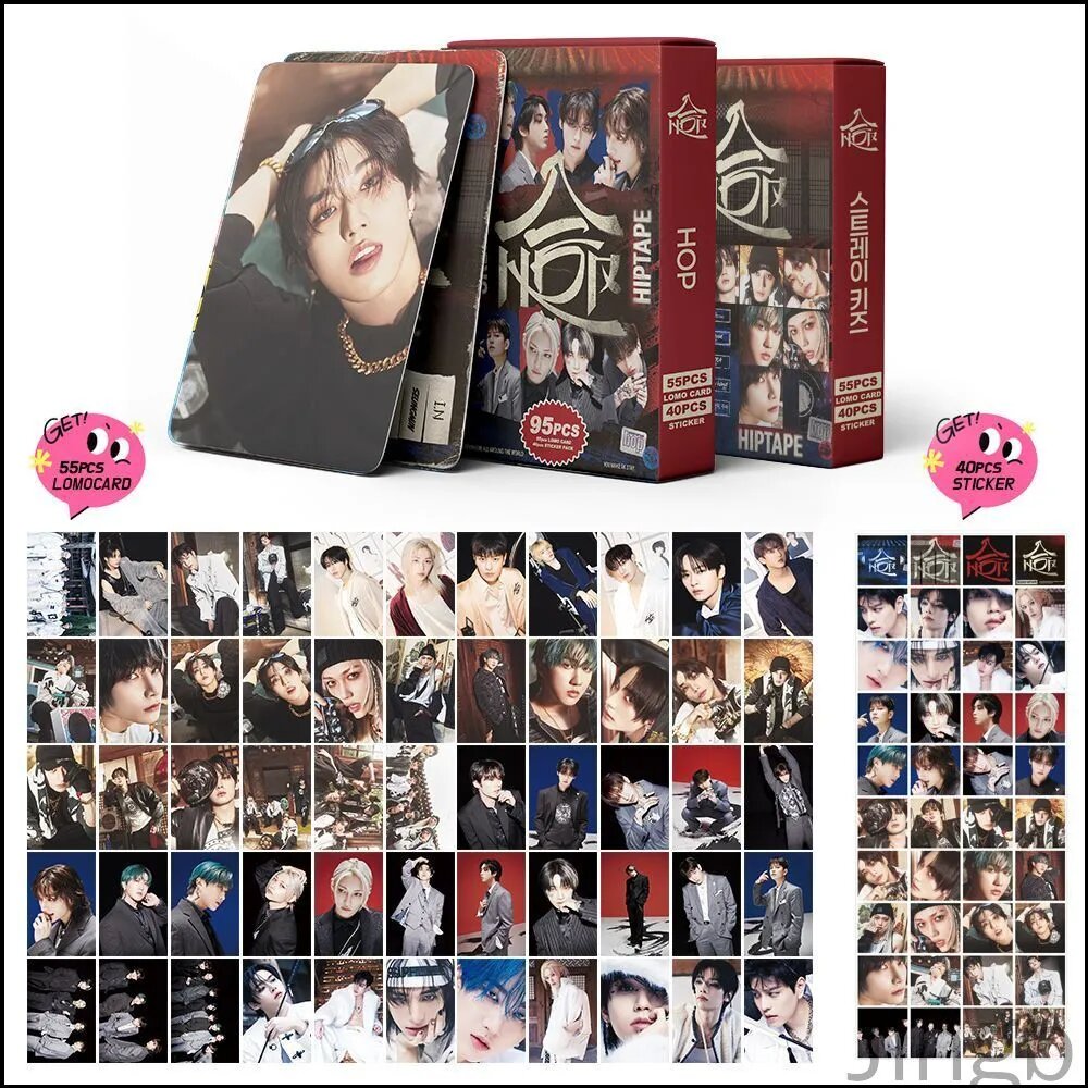 K-POP Stray Kids карты и наклейки 55 шт. Stray Kids альбом HOP карточки + 40 шт. Стрей Кидс альбом HOP наклеек Набор