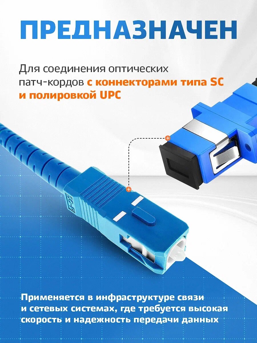 Розетка оптическая, адаптер для оптического кросса SC/UPC SM simplex, 10шт — фото 1