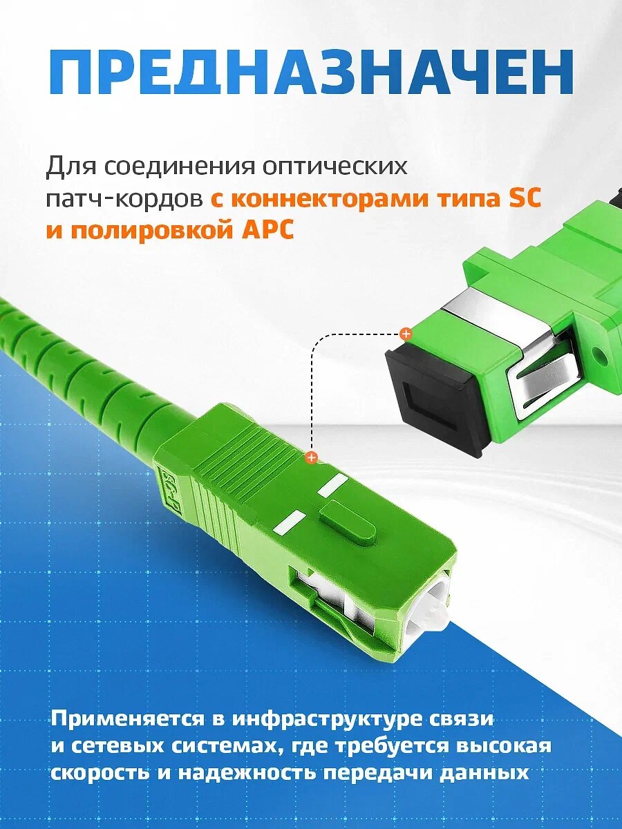 Розетка оптическая, адаптер для оптического кросса SC/APC SM simplex, 10 шт — фото 1