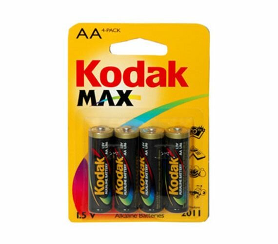 Батарейки пальчиковые АА LR6 "Kodak MAX", 4шт. на блистере, алкалиновые