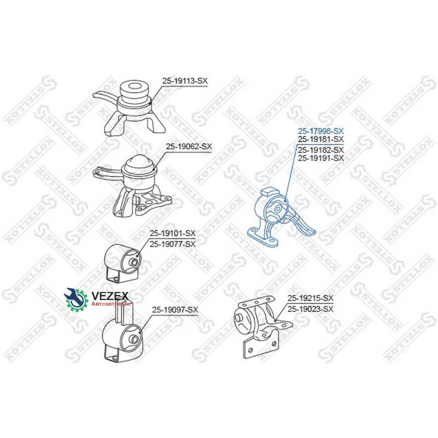 STELLOX 2517998SX подушка двигателя задняя\ Toyota Caldina AT190/ST190 1992-1996 2517998SX