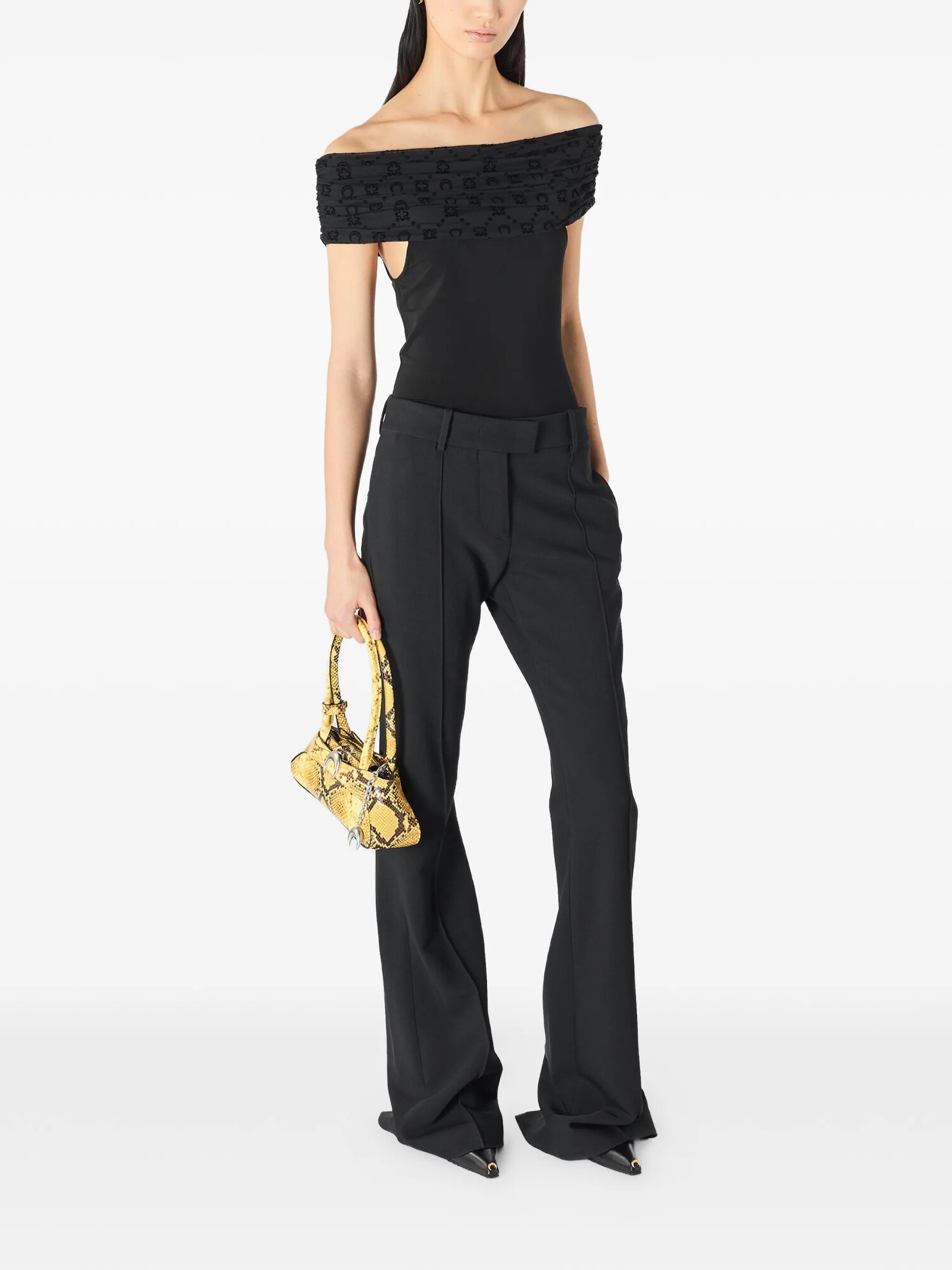 Брюки Marine Serre Tailored wool flare pants, размер 40, черный — фото 1