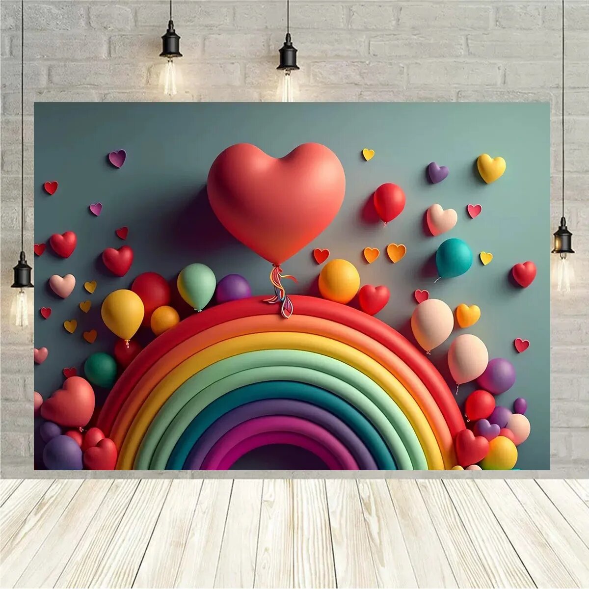 Радужный виниловый фотофон для праздника 270X180CM, CH-S5105