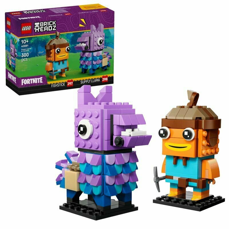 Конструктор LEGO BrickHeadz Fortnite - Набор фигурок ламы и рыбки, 300 эл. - 40881