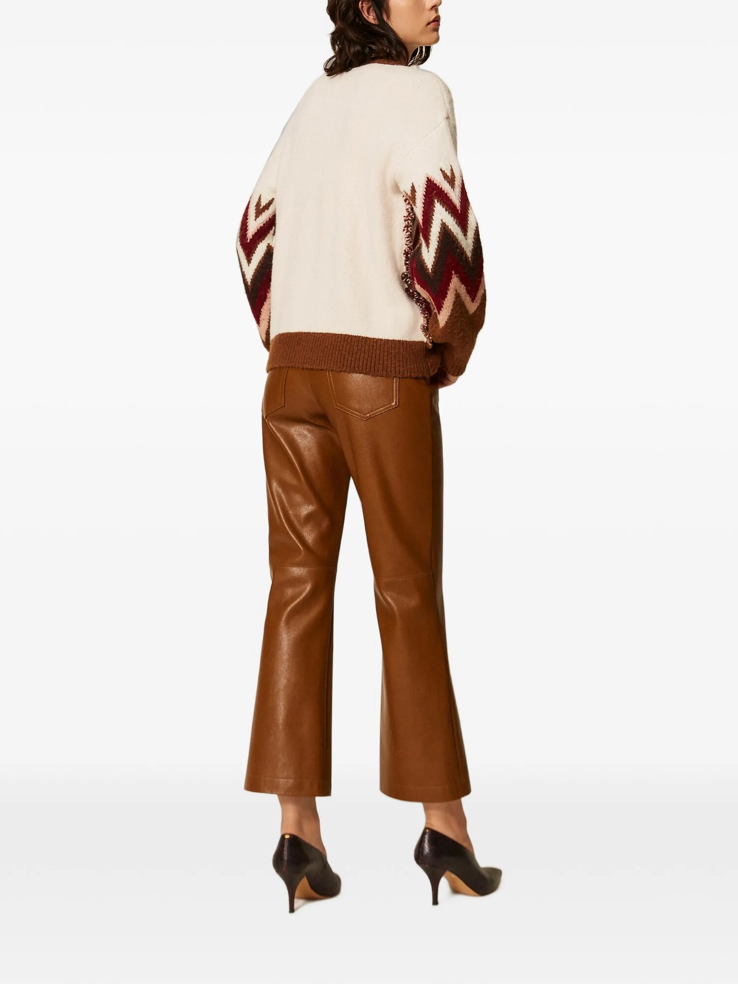 Брюки Twinset Milano Faux-leather flared trousers, размер 42 — фото 1