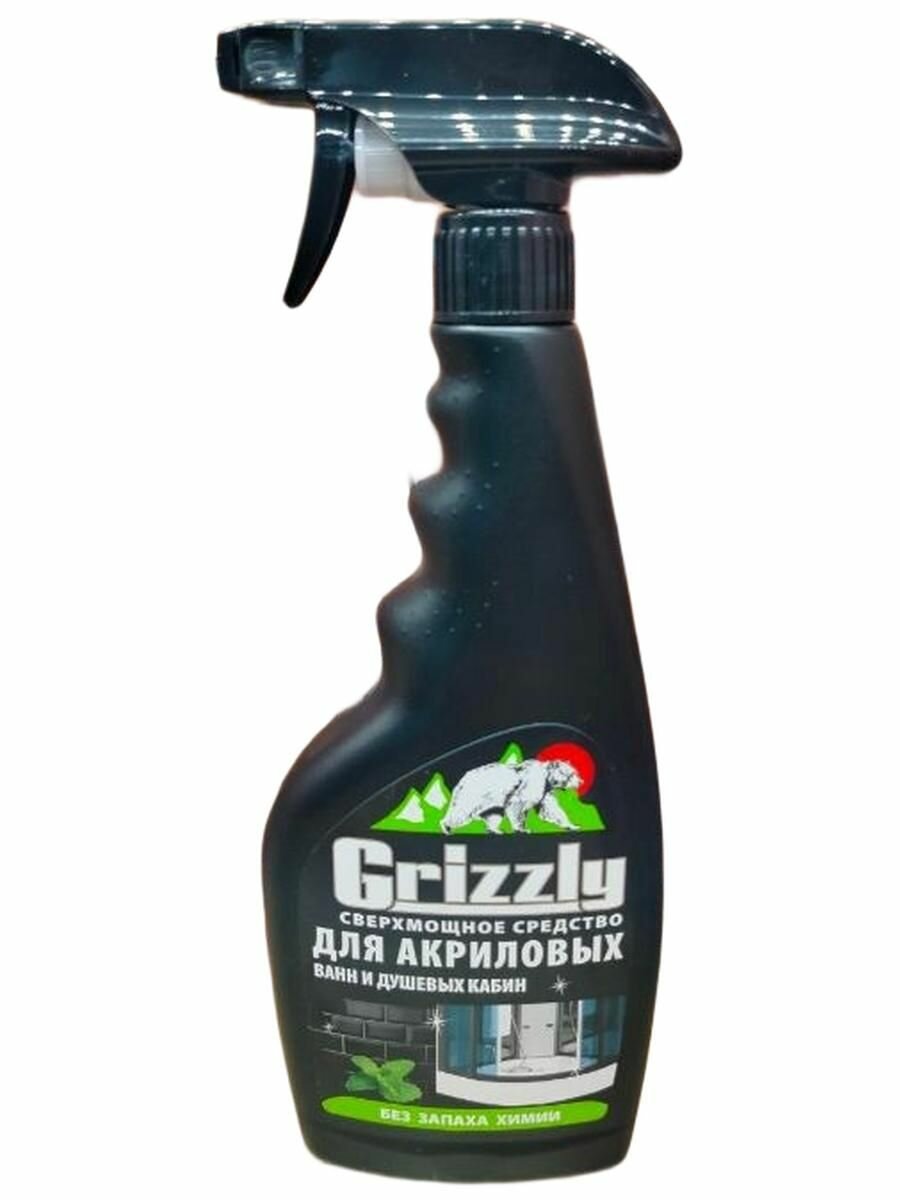 Grizzly Сверхмощный спрей для чистки акриловых ванн и душевых кабин Мята 500 мл