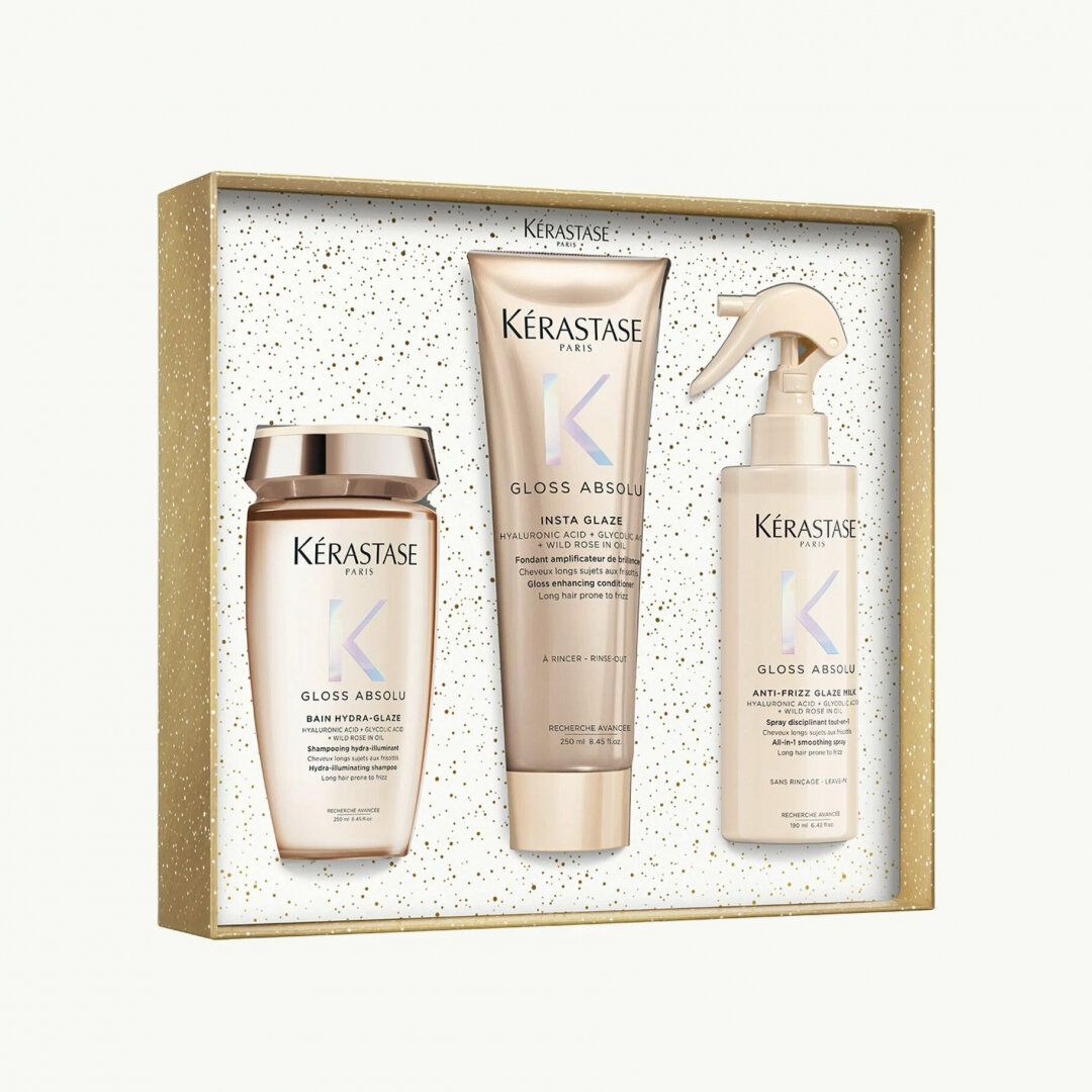 Kerastase Gloss Absolu Набор для блеска (Шампунь 250 мл + Молочко 250 мл + Спрей-молочко 190 мл)