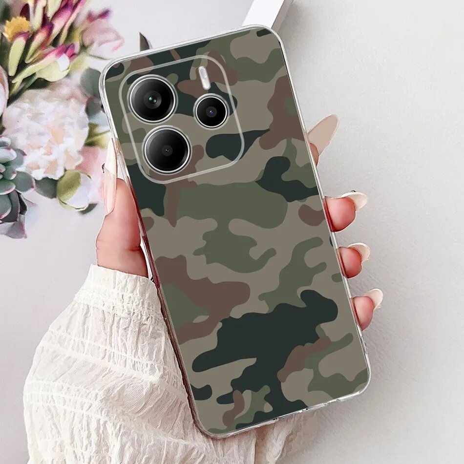 Для Xiaomi Redmi Note 14 4G Note14S Чехол для телефона Redmi Note 14s Note 14 4G Элегантный мягкий силиконовый чехол из ТПУ с цветочным принтом кота