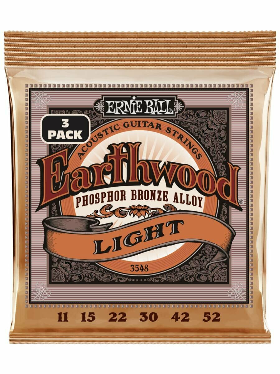 ERNIE BALL 3548 Earthwood Phosphor Bronze Light 3 Pack 11-52 - Струны для акустической гитары
