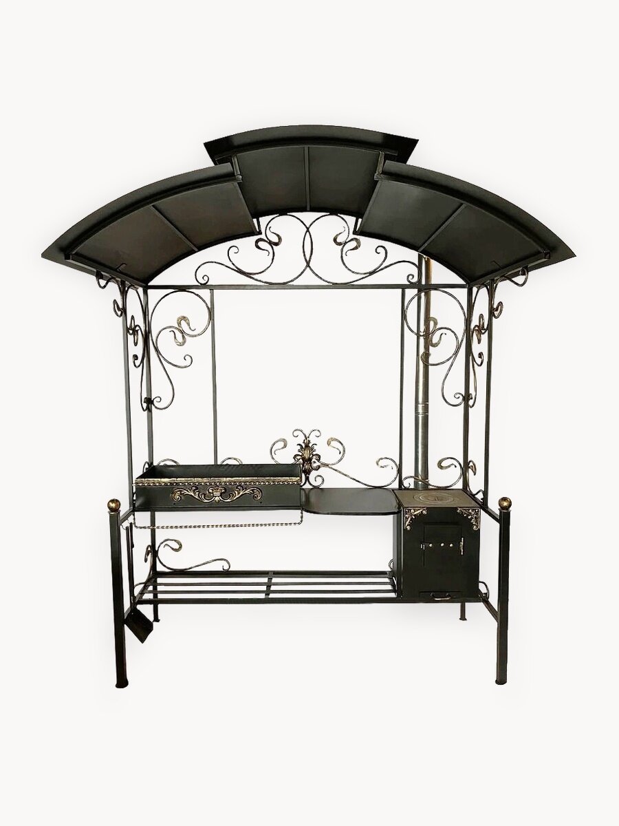 Мангал "Модерн люкс", стационарный, металл, черный, 185х125х235см