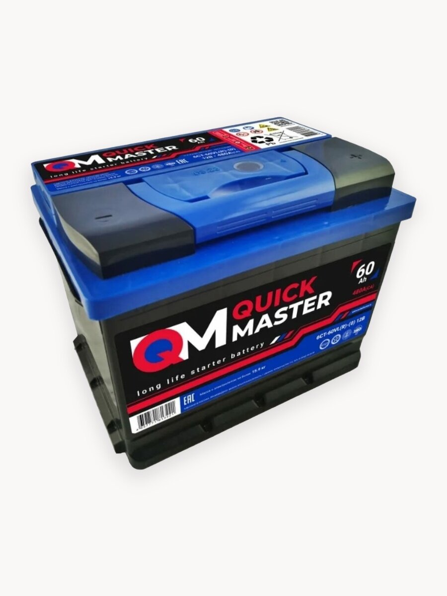 Аккумуляторная батарея Quick Master АКБ SP 6СТ-60 (R)- 480А, x190 242x175, 12 В