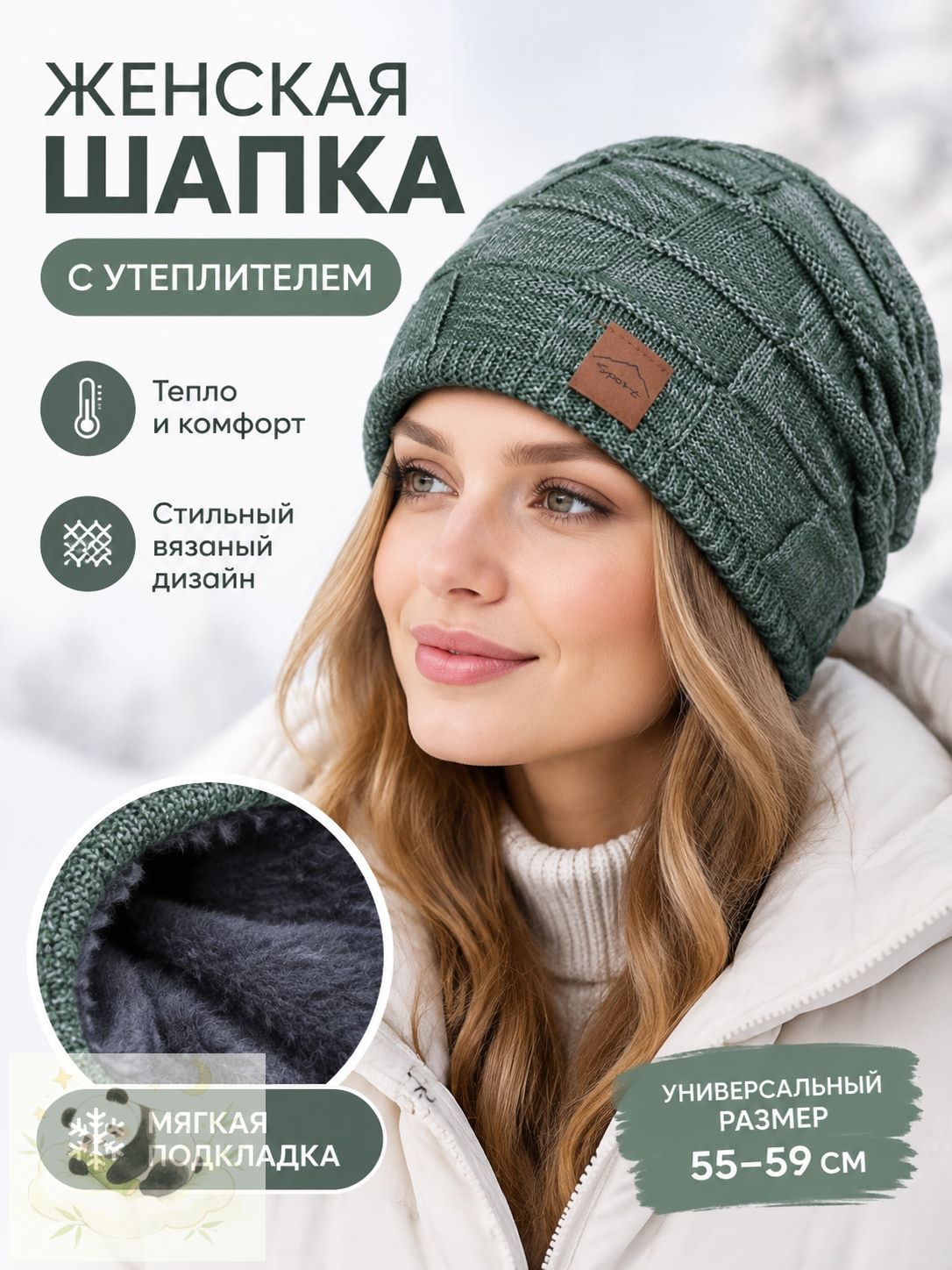 Шапка-бини Осень-зима 2021 для женщин