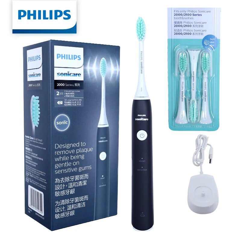 Электрическая Зубная Щетка Philips Sonicare HX2431, Водонепроницаемая, С Магнитной Blue 4 brush