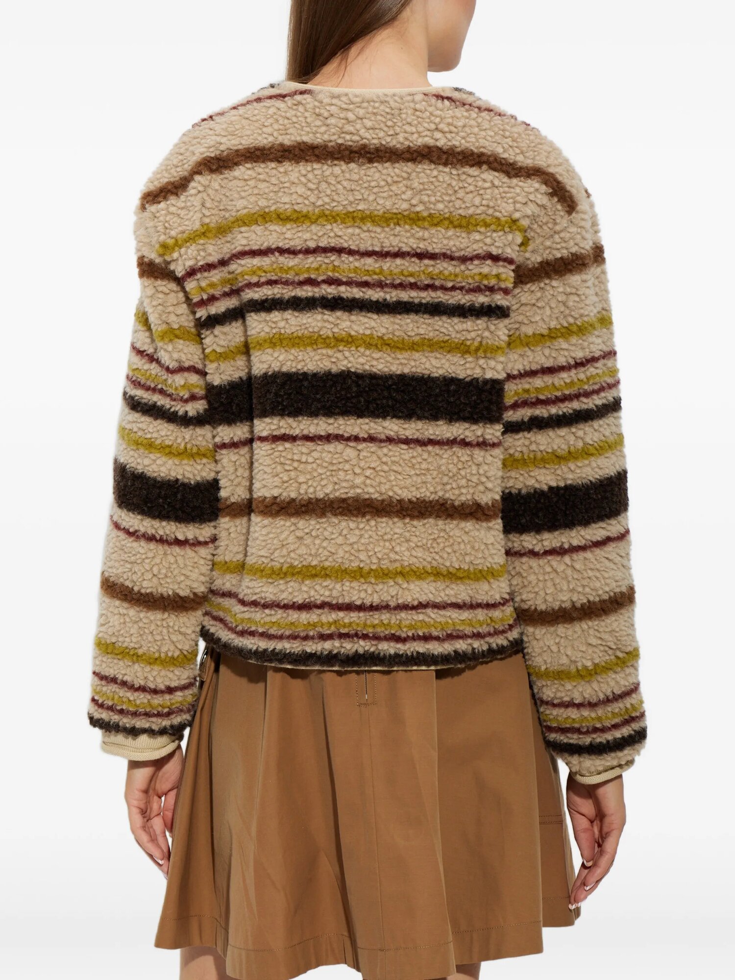 Куртка Moncler Striped fleece jacket, размер 42, brown — фото 1