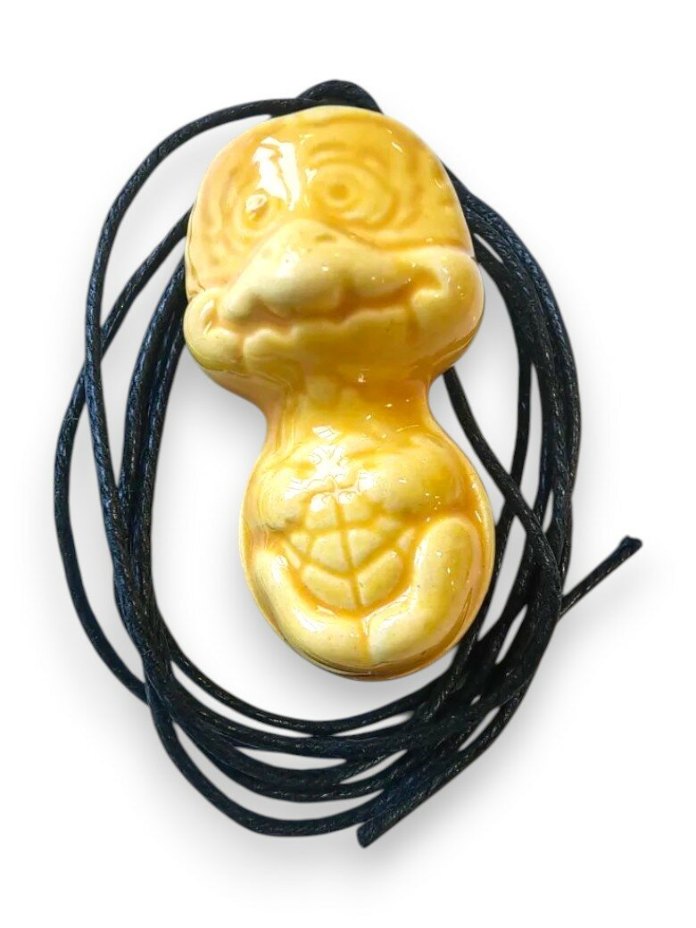 Аромакулон керамический черепаха, цвет жёлтый, со шнурком (размер 3,3*1,8 см.)