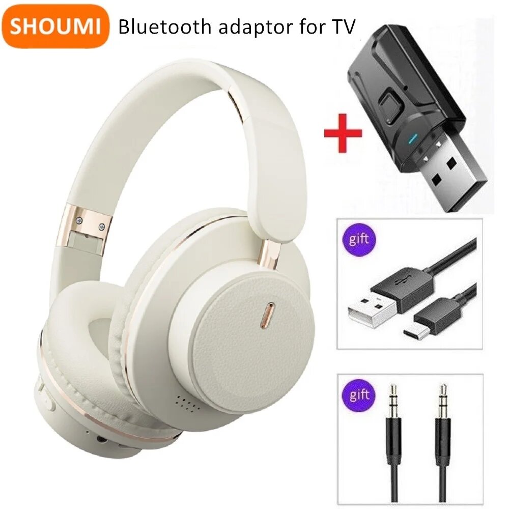 Беспроводные наушники SHOUMI Bluetooth 5.0, цвет: 9 white and adaptor