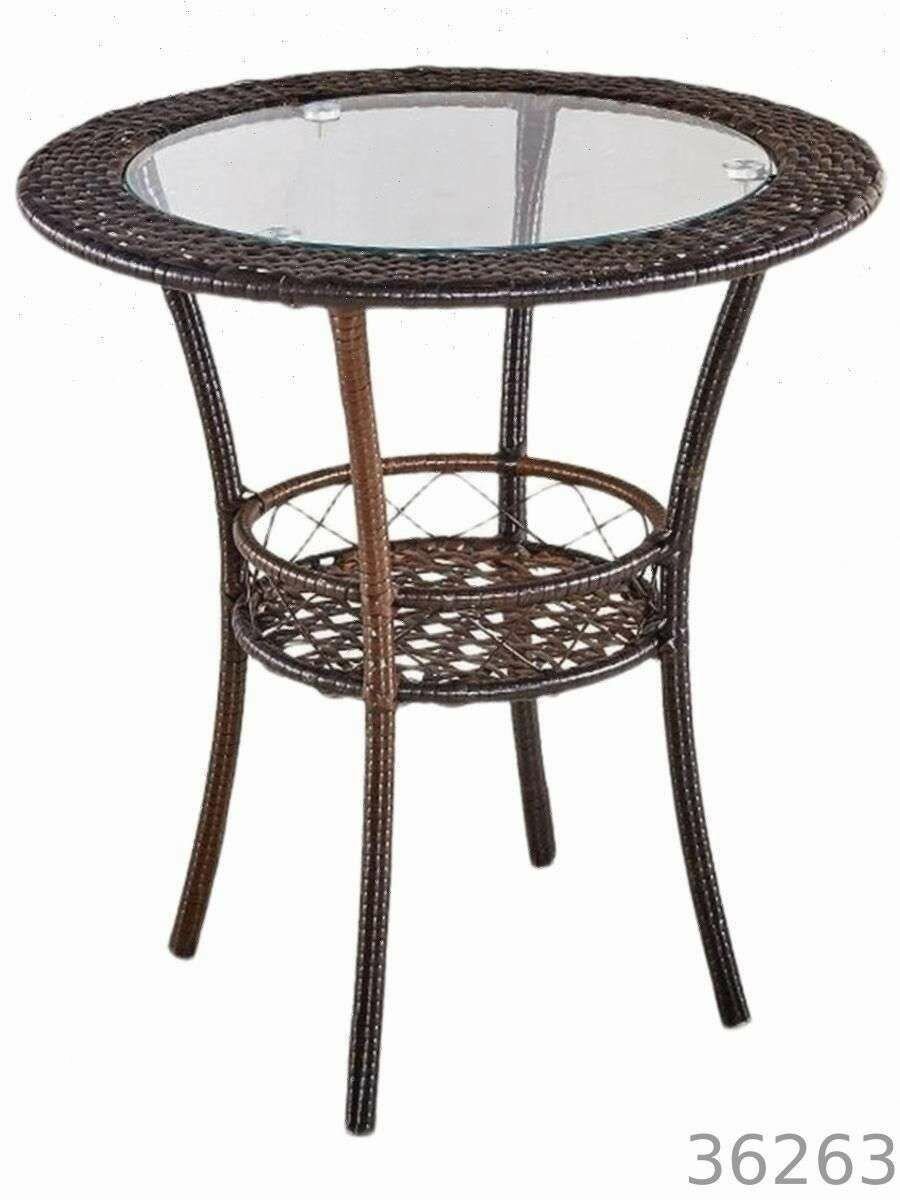 Маленький круглый столик из закаленного стекла, имитация ротанга, 60*60*60 см