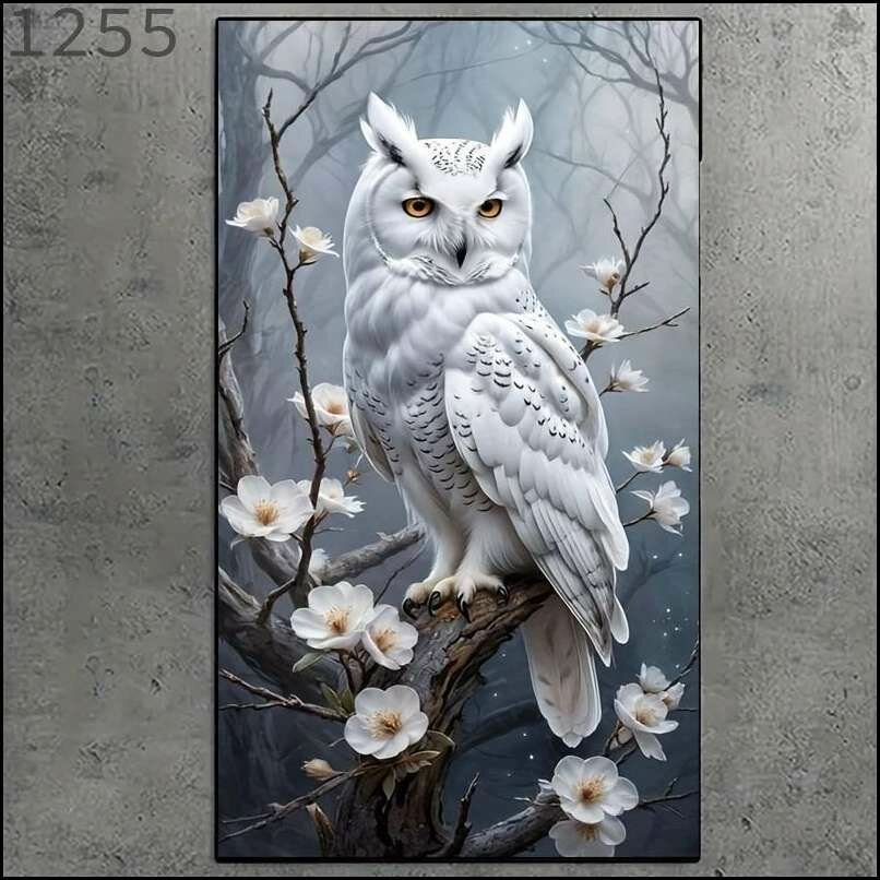 Алмазная картина "Сова&своими руками, 100х50 см, алмазный кристалл, драгоценный камень, подойдет для украшения стен, подарков11