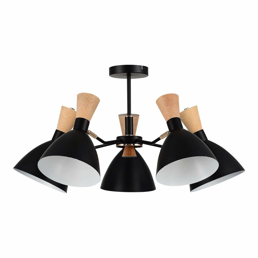 SLE1256-402-05 ST-Luce Светильник потолочный Черный/Черный, Светлое дерево, Золотистый E14 5*40W.