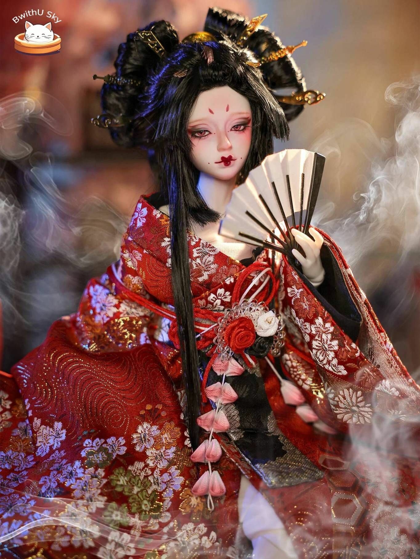 BwithU Anubis 1/4 Bjd в ярко - красном чонсаме, сочетает восточный древний рифм. Глазаривающий красный макияж