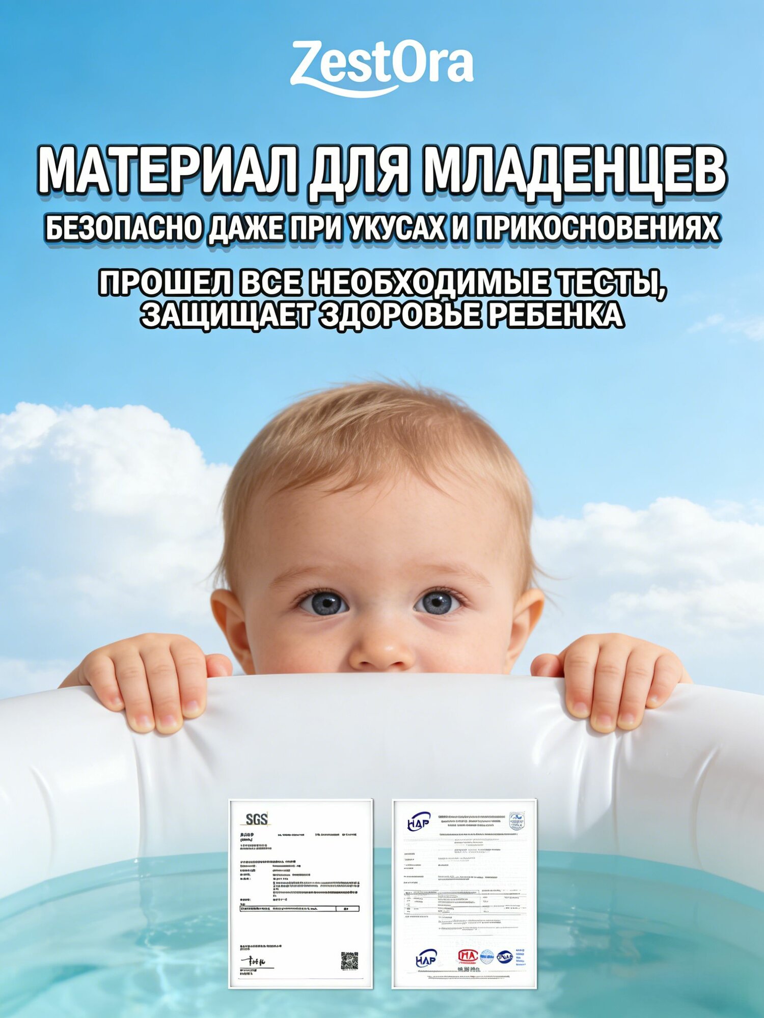 Надувной детский бассейн 180 см с горкой и водными игрушками, кубический, 1536 л
