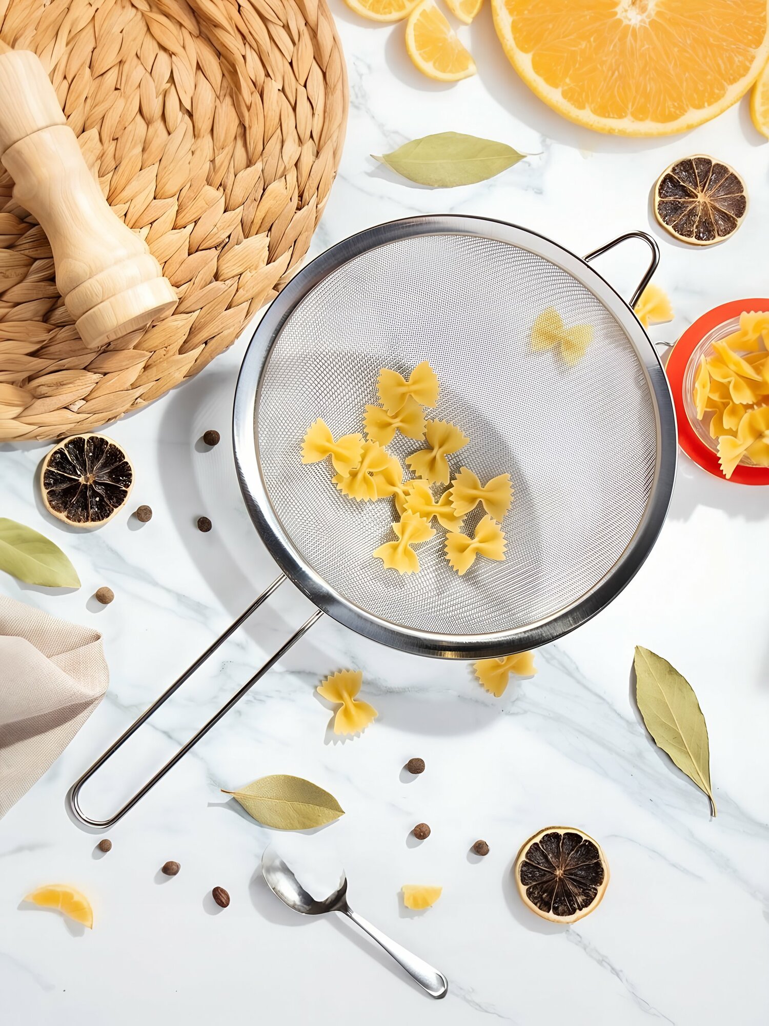 Сито металлическое с ручкой 22 см, для просеивания муки, для сыпучих продуктов