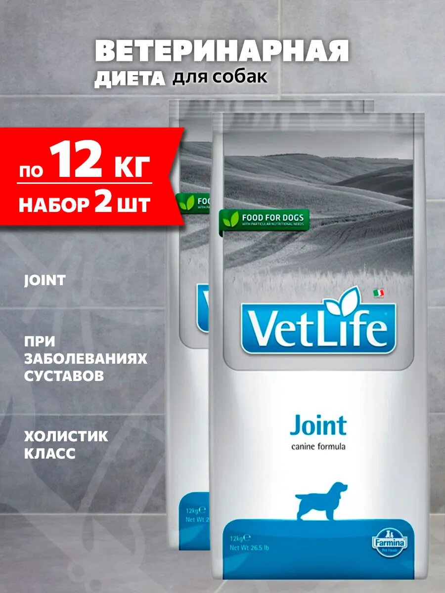 Корм сухой Farmina Vet Life Canin Joint для взрослых собак при заболеваниях суставов, 12 кг 2 шт