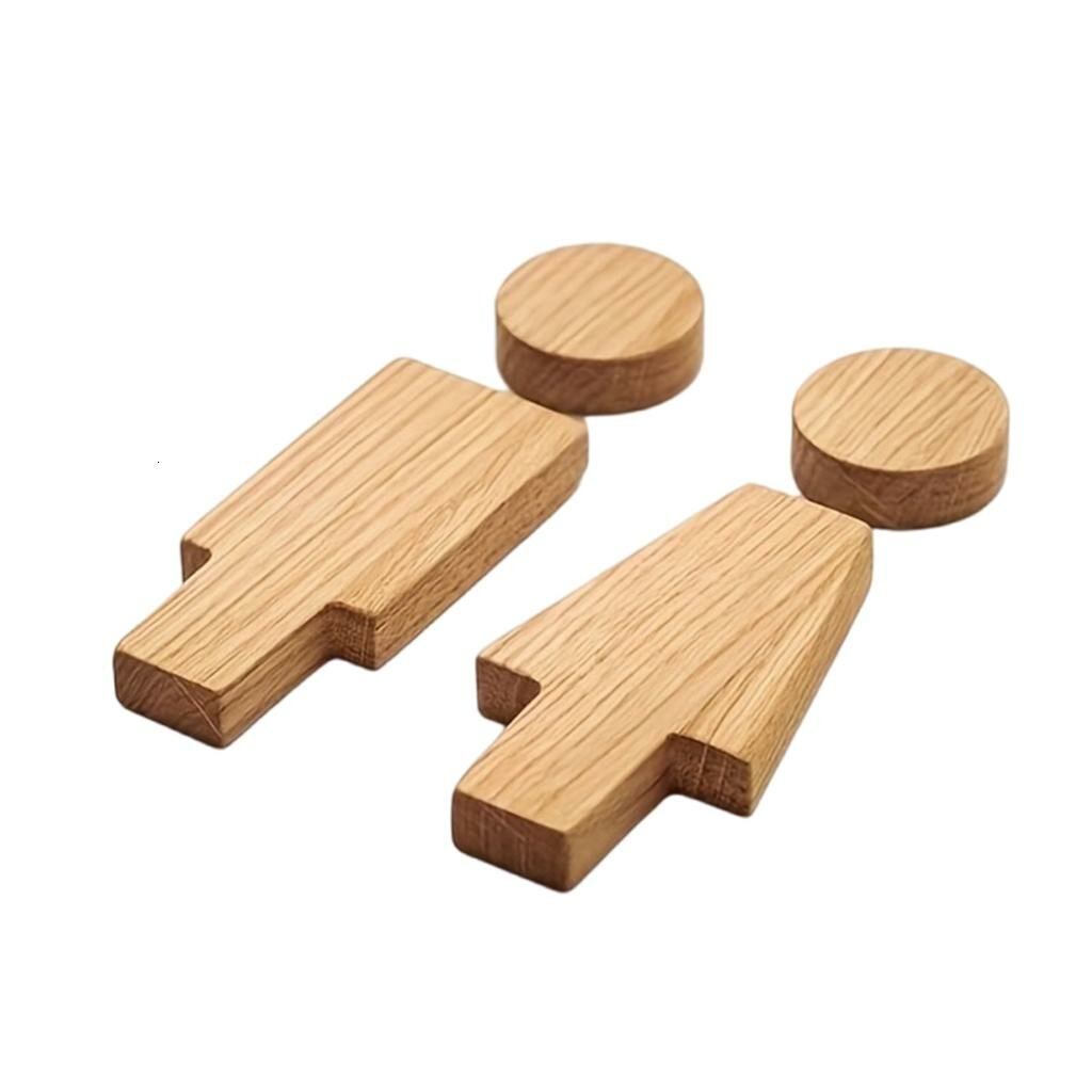 Деревянный знак «Туалет», Кремово-белый