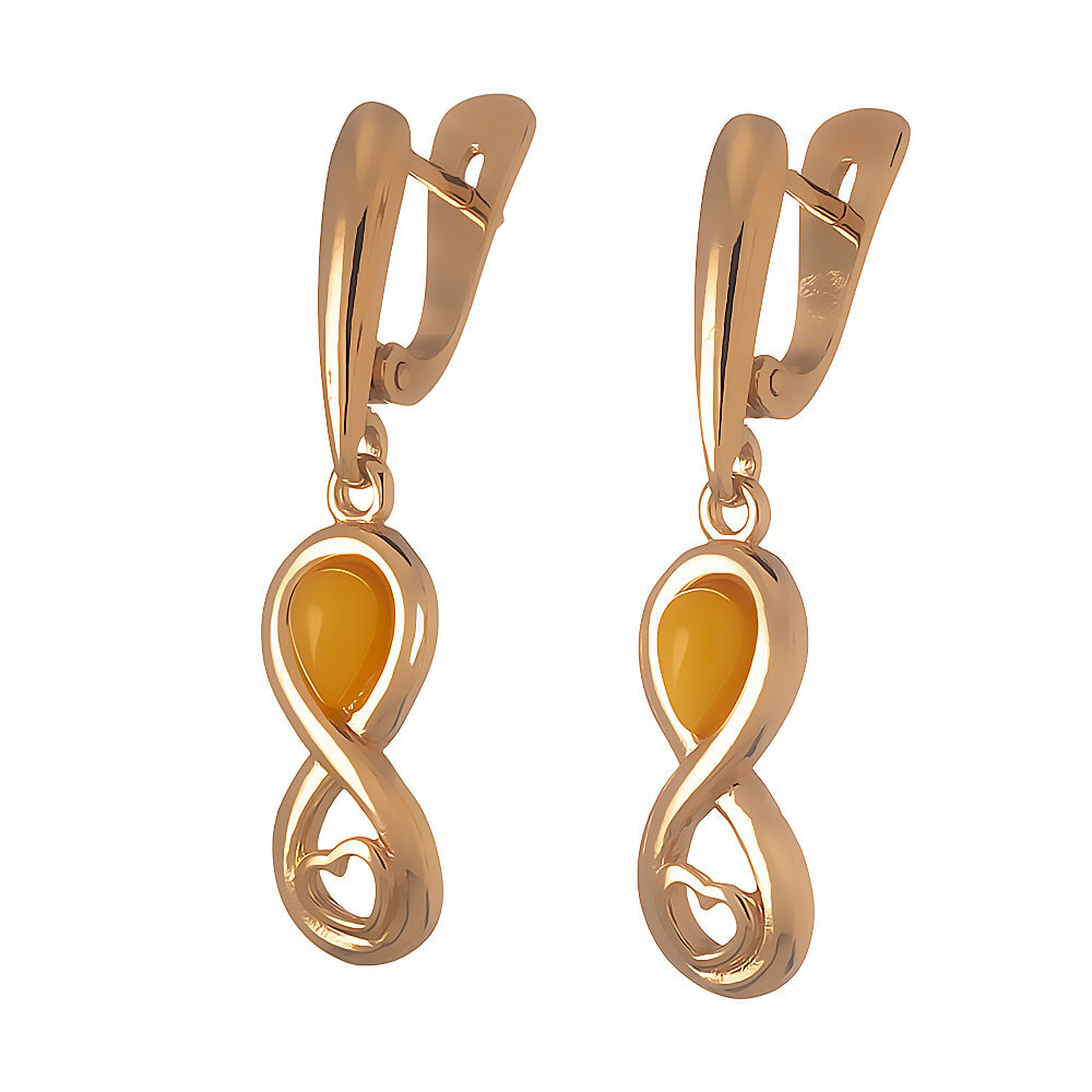 Серьги, серебро, 925 проба, янтарь
