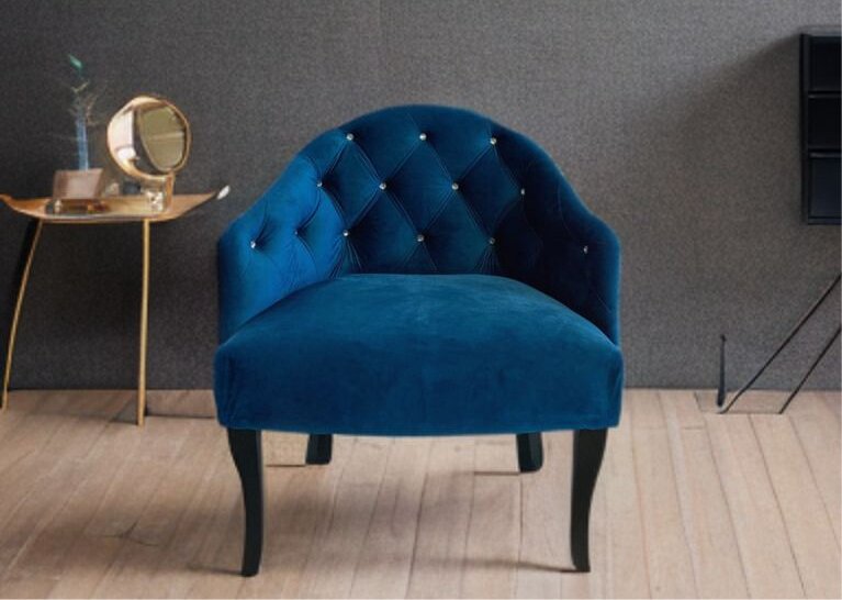 Кресло Будуарное, Базовые ткани, Velutto Soft цвет Море, 6 кг