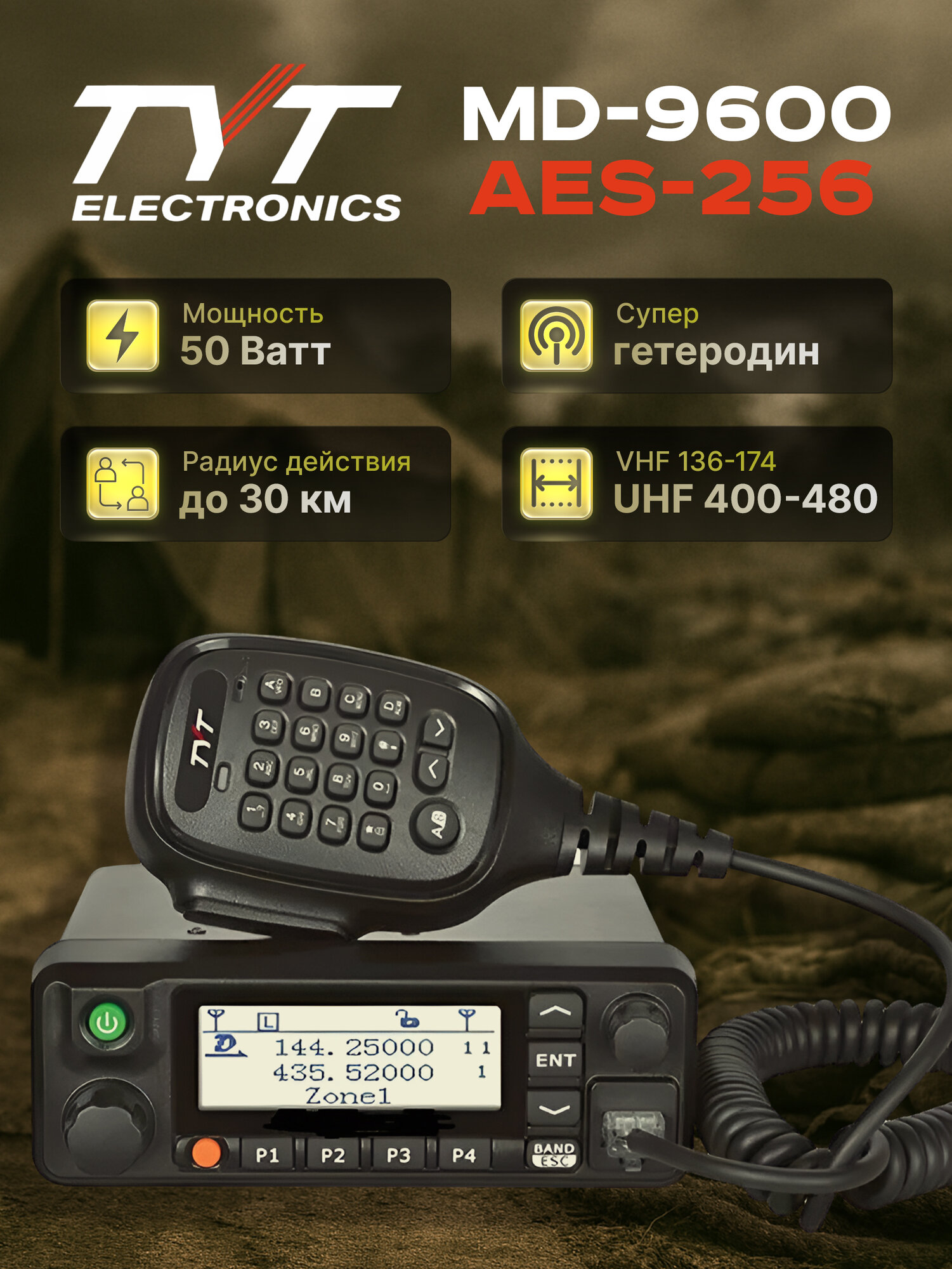 Автомобильная цифровая радиостанция TYT MD-9600 AES