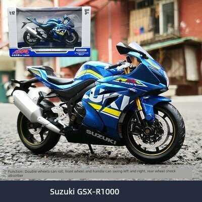 Модель мотоцикла Suzuki GSX-R1000 Синий Масштаб 1:12 Сплав Алюминий Подлинная Коллекционная Игрушка