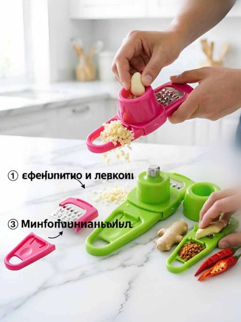 Терка для чеснока / пресс кухонный для чеснока, имбиря, орехов / измельчитель для кухни