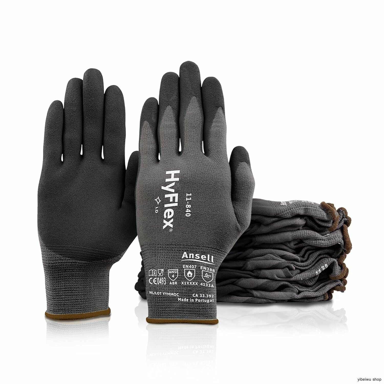 Нитриловые рабочие перчатки HyFlex 11-840, размер 9, черные, 12 пар — для автосервиса и сборки