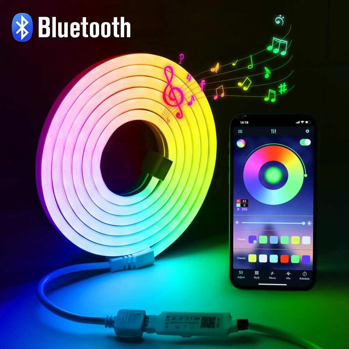 Светодиодная лента 5 Вт, IP65, Разноцветный, 1 шт