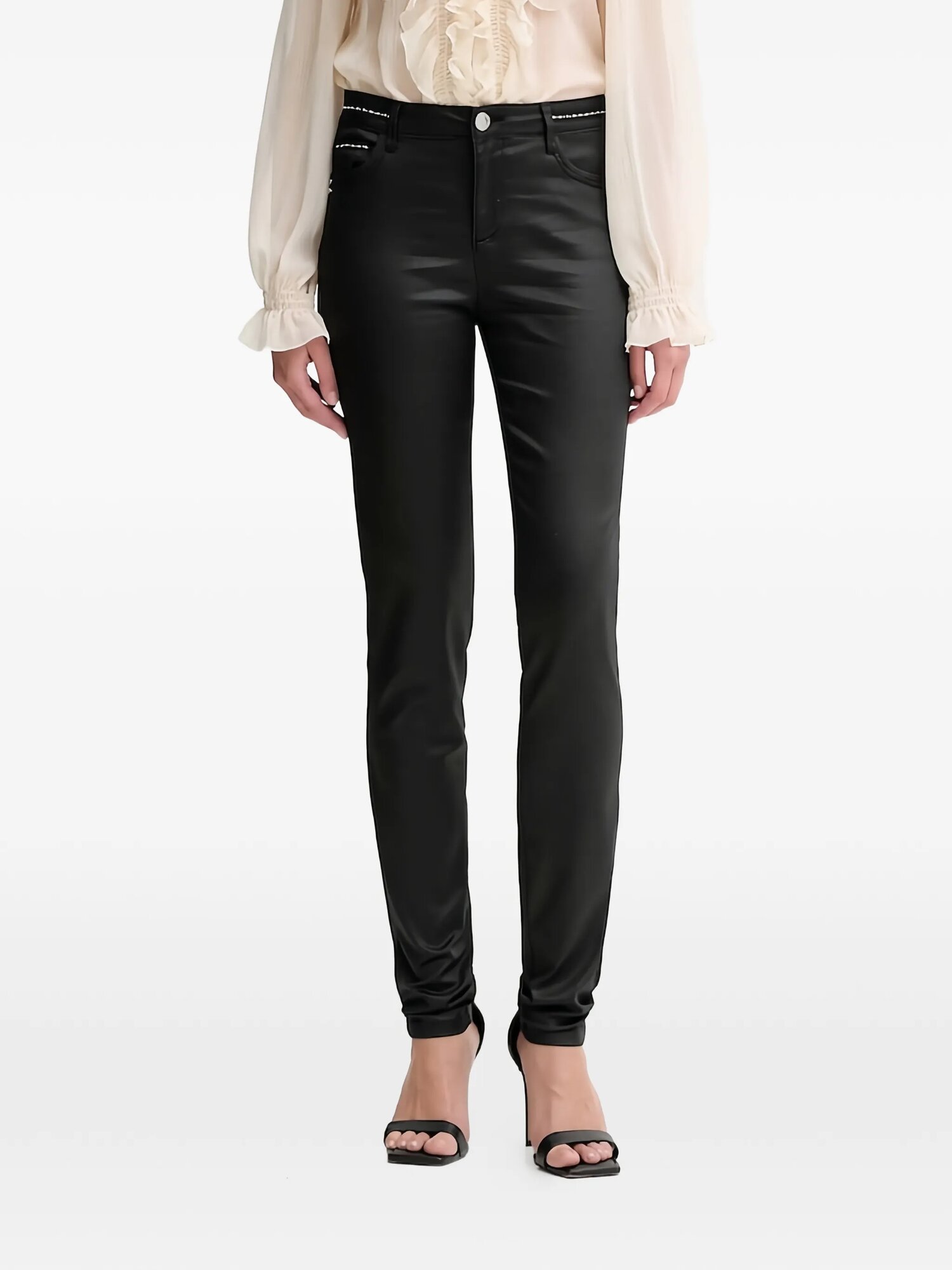 Брюки Fitted high waist studded trousers
