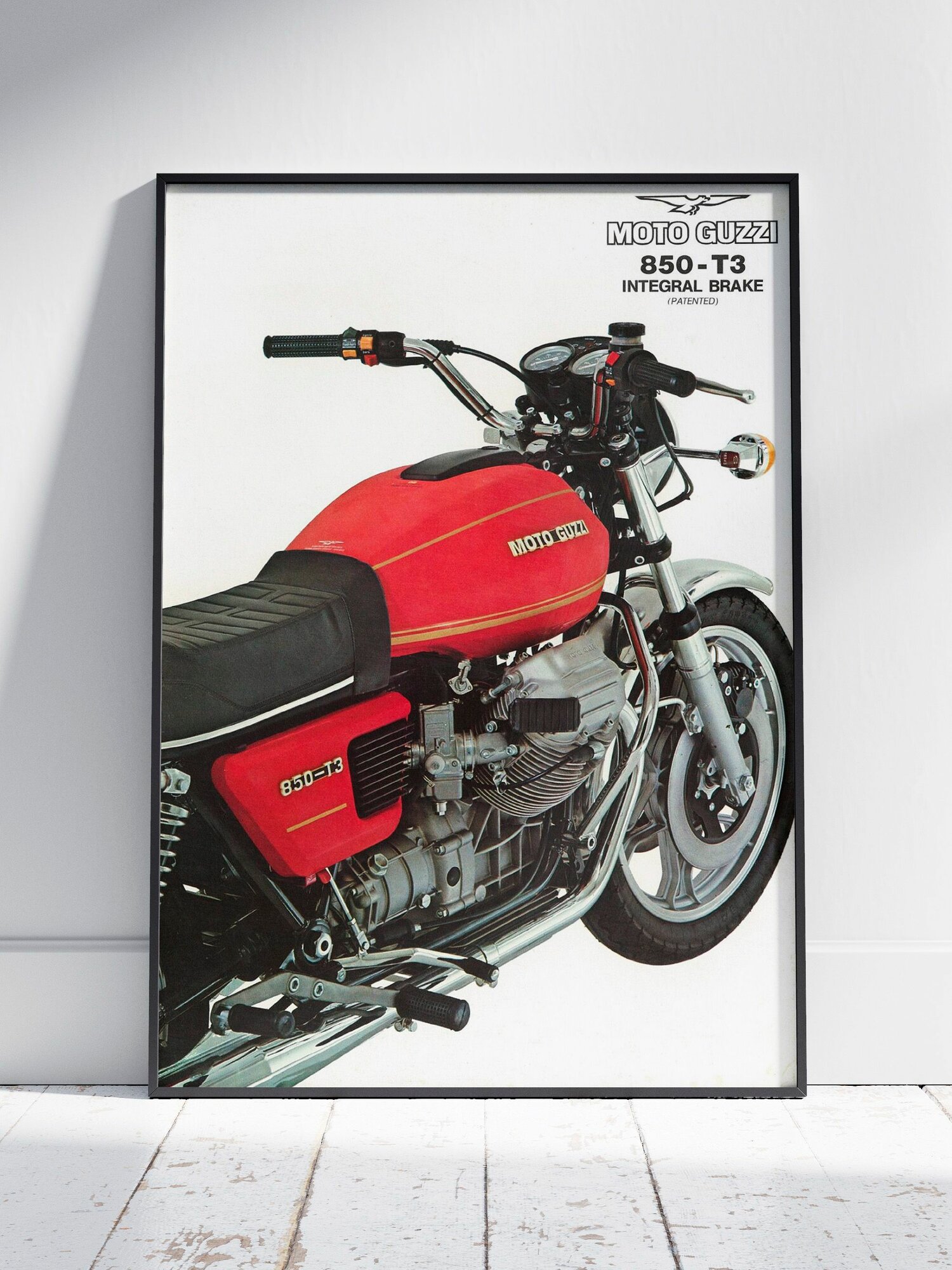 Плакат на стену для интерьера Техника и транспорт (Мото Гуцци 850 T T3 - Moto Guzzi 850 T T3 1) - Постер по транспорту формата A4 (21x30 см)