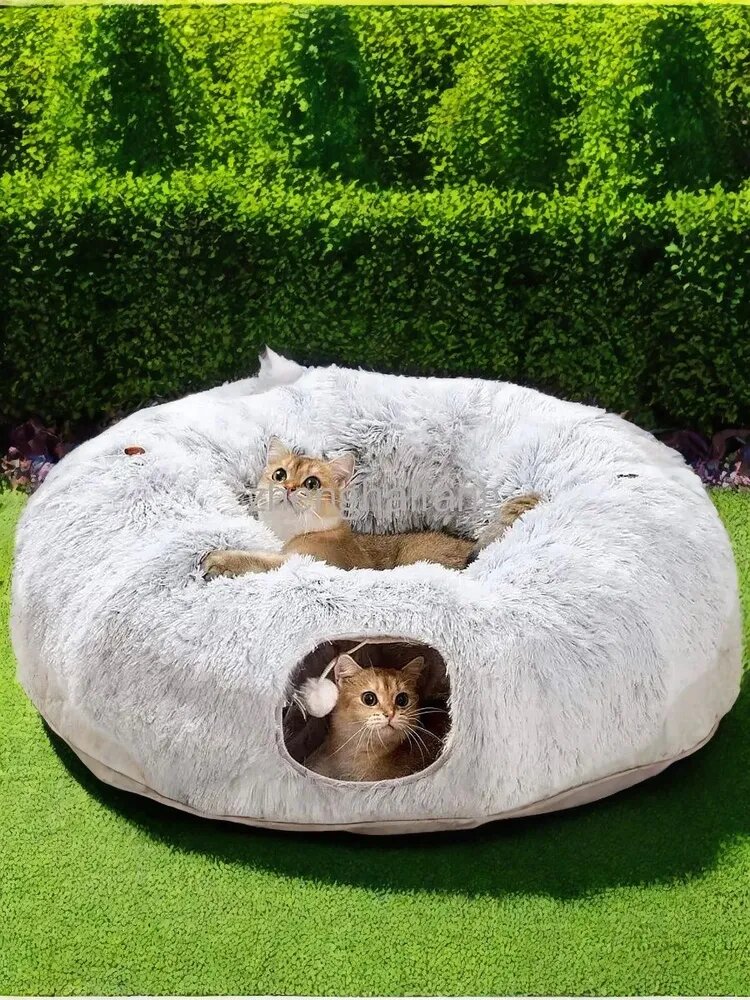 Лежанка для кошек, тоннель для кошек игровой, домик для кошки, 3 в 1, 850 мм x 260mm, серый