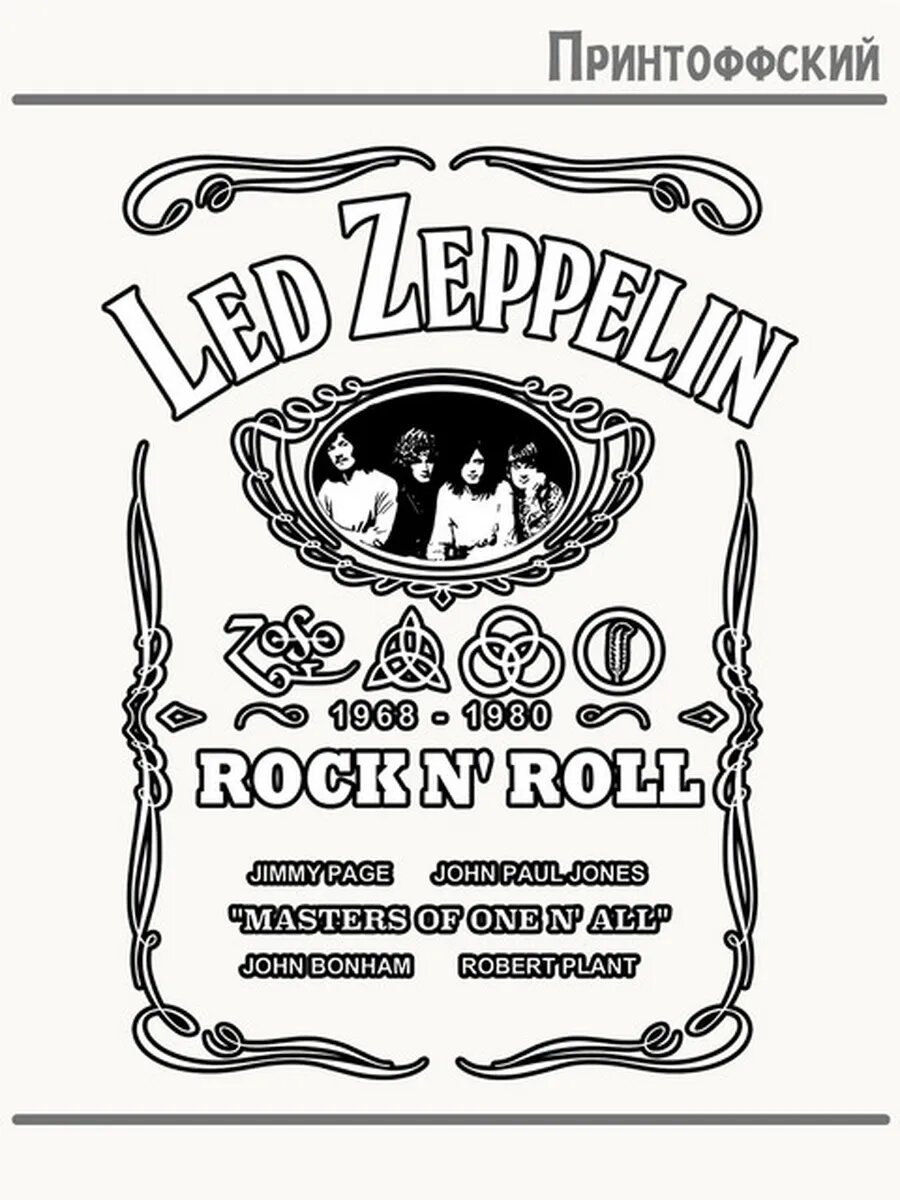 Термонаклейка для одежды и аксессуаров DTF-печать группа Led Zeppelin Лед Зеппелин