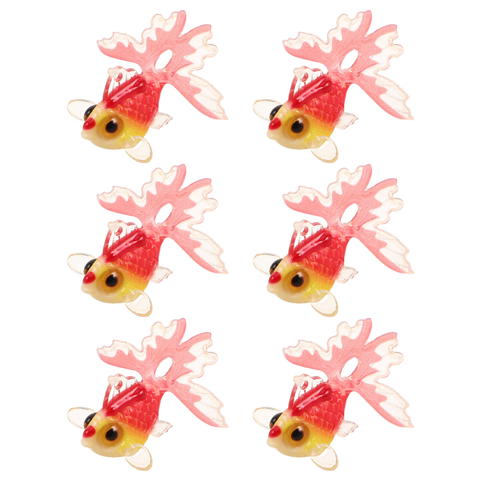 Милые разноцветные подвески в виде золотых рыбок из смолы, украшения для сережек-гвоздиков ручной работы, небольшие материалы, аксессуары для ювелирных изделий, 6 шт. (ярко-красные)