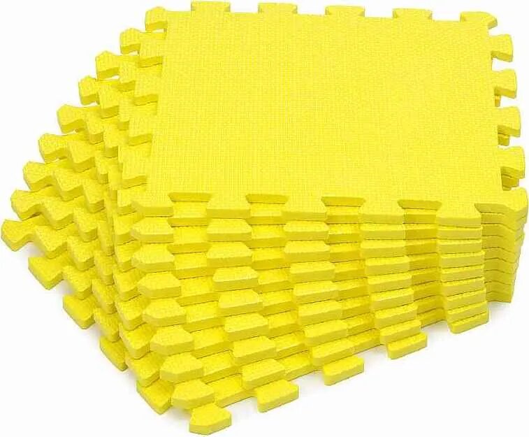 Детский коврик-пазл WellMat (Meitoku) "Жёлтый" 30x30x1 см (8 шт.) с окантовкой игровой развивающий для ползания