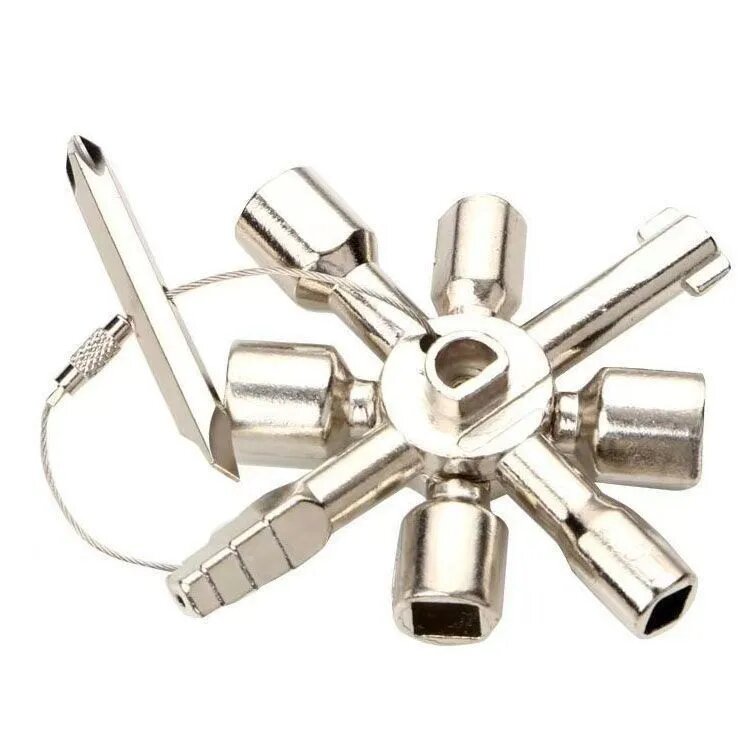 Ключ для электрошкафов 10в1 универсальный с 10 рабочими профилями и битой