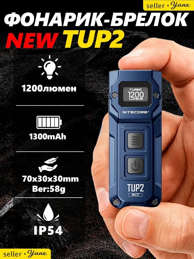 Фонарь-брелок Nitecore TUP2 1200 люмен карманный фонарь, влагозащита IP54, темно-синий