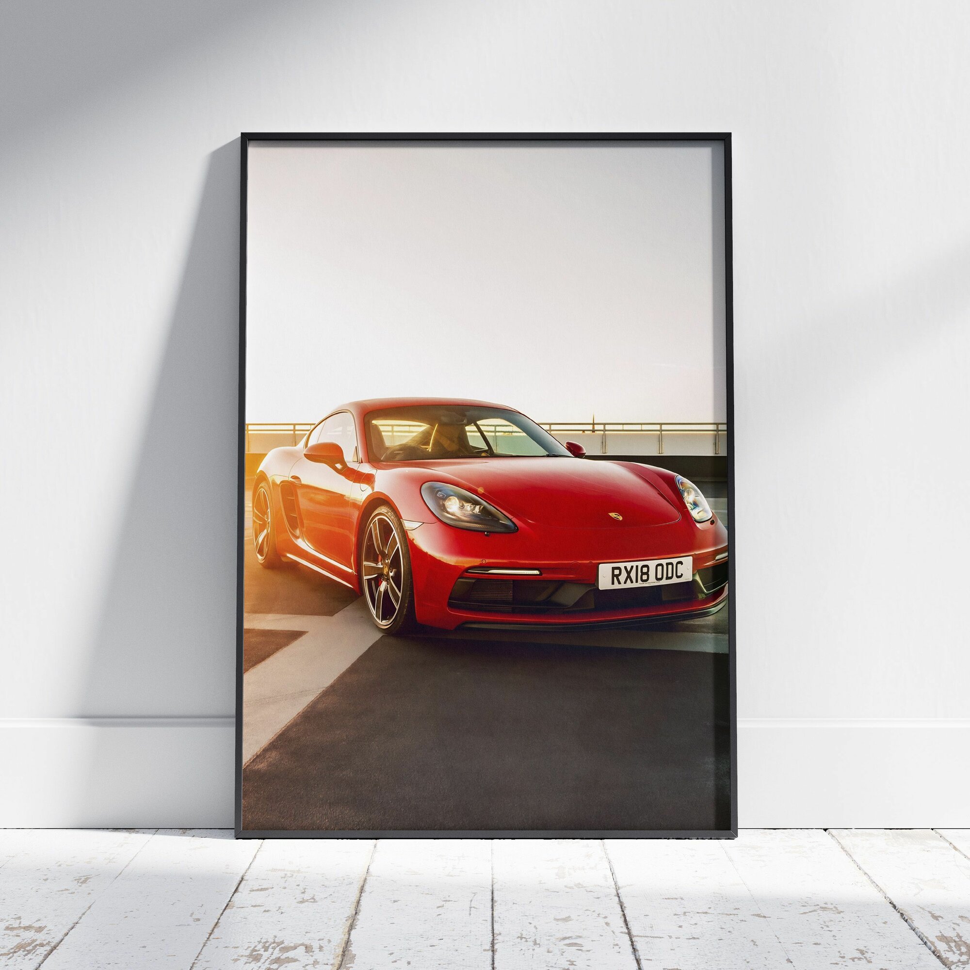 Плакат на стену для интерьера Спорткар (Porsche Cayman) - Постер по спортивным гоночным машинам автомобилям формата А3 (30x42 см)