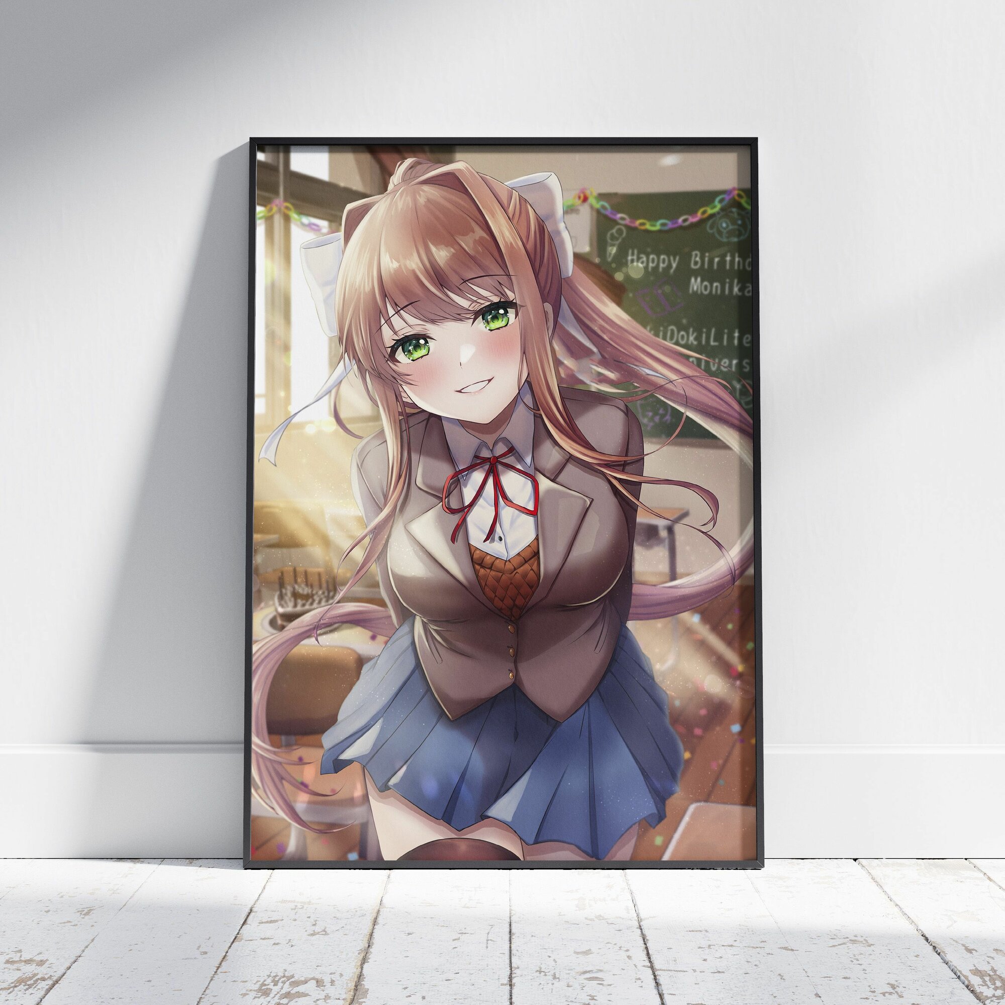 Плакат на стену для интерьера Литературный клуб Доки Доки (DDLC - Моника 14) - Постер по игре визуальной новелле формата А3 (30x42 см)