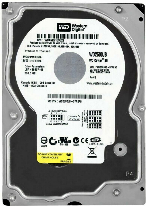 Жесткий диск Western Digital WD2500JB 250Gb IDE 3,5" HDD